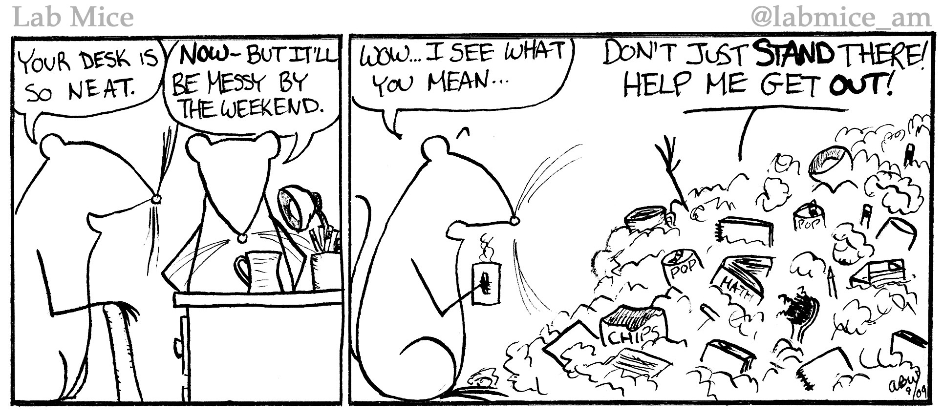 Messy Desk – Lab Mice